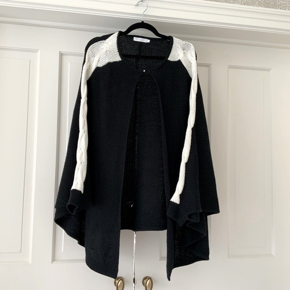 Anne Fontaine | Jackets & Coats | Anne Fontaine Black White Batwing ...